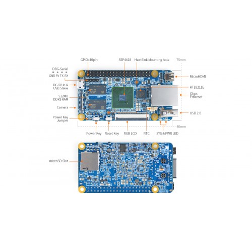 برد چهار هسته ای NanoPi Fire2A دارای 512MB RAM و قابلیت بوت Linux